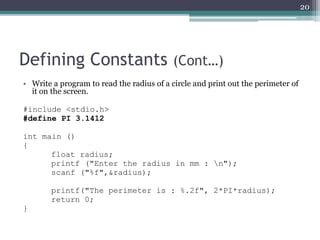 COM1407 Type Casting Command Line Arguments And Defining Constants PPT