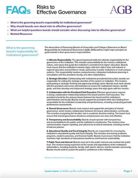 Risks To Effective Governance Agb