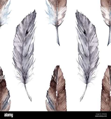 Watercolor Feather Ethnic Boho Seamless Pattern Background Vector Stock Vector Image And Art Alamy