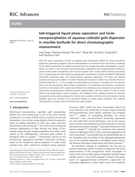 Pdf Salt Triggered Liquid Phase Separation And Facile