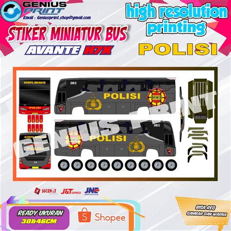 Jual Stiker Mainan Miniatur Bus Avante H7x Livery Polisi Patwal