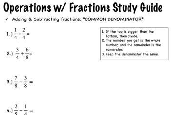 Operations With Fractions Study Guide By Teacher Tori S Resources