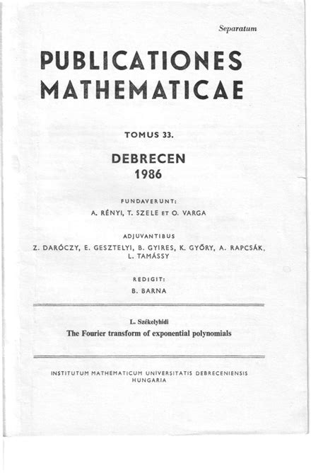 Pdf The Fourier Transform Of Exponential Polynomials
