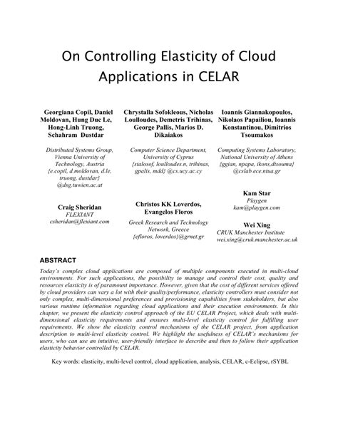 pdf on controlling elasticity of cloud applications in celar