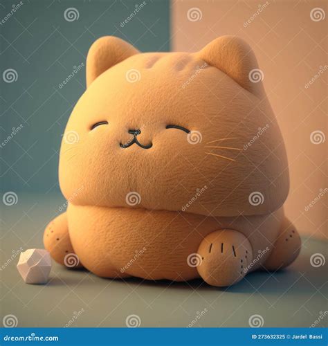 Cute Squishy Cat Plush Toy Illustration Stock Illustration