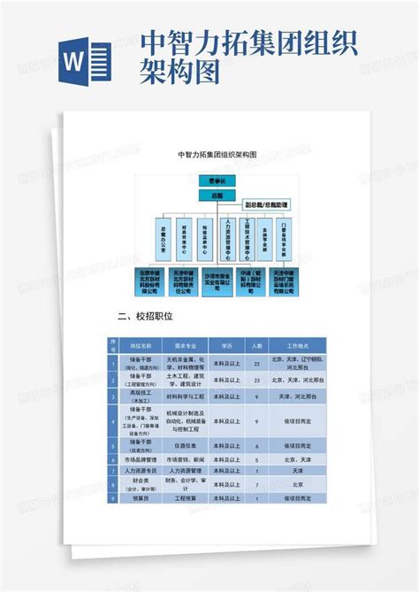 中智力拓集团组织架构图 Word模板下载 编号lrkmajya 熊猫办公