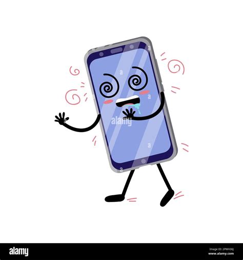 Dizzy Cellphone Cartoon Character Vector Illustration Stock Vector