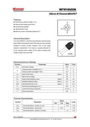 18N50 MOSFET Datasheet pdf - Equivalent. Cross Reference Search