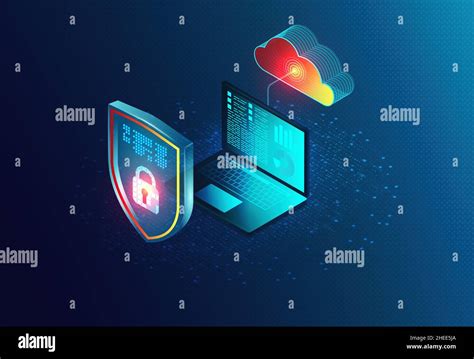 Cloud Based Cybersecurity Software Endpoint Security Solutions Concept With Virtual Shield And