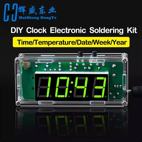 Diy 4 Digit Digital Clock Kit With Acrylic Shell And Alarm Function