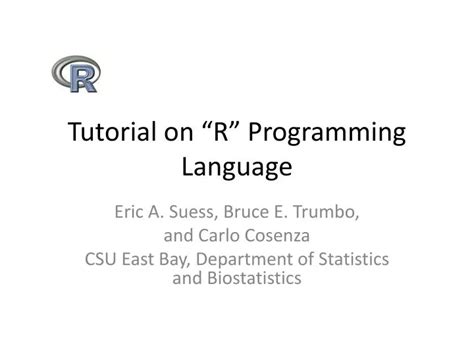 Ppt Tutorial On “r” Programming Language Powerpoint Presentation Id