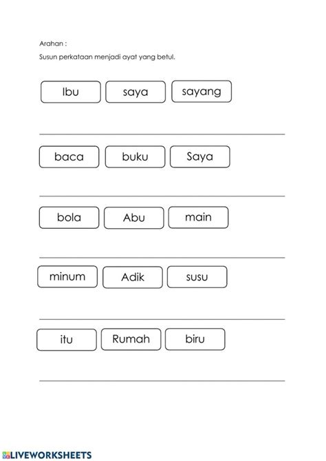 Susun Perkataan Interactive Worksheet For Prasekolah You Can Do The