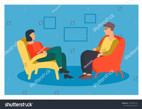 Man Woman Sit Chairs Opposite Each Stock Vector Royalty Free