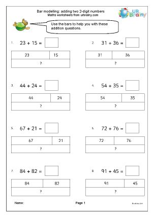 Bar Modelling Add Two Digit Numbers Addition Year Aged By URBrainy Com