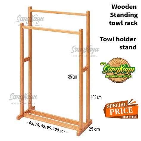 Jual SangKayu Rak Handuk Kayu Minimalis Jemuran Rak Selimut Standing