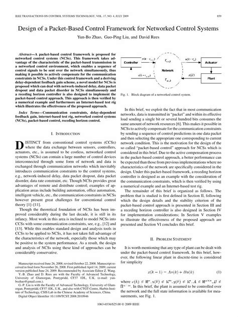 pdf design of a packet based control framework for networked control