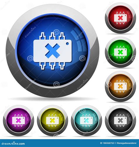 Hardware Failure Glossy Buttons Stock Vector Illustration Of Metal Microchip