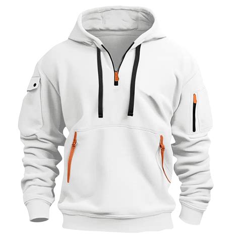 Bbyeadc Half Zip Hoodie For Men Vintage Plus Size Zip Up Tactical