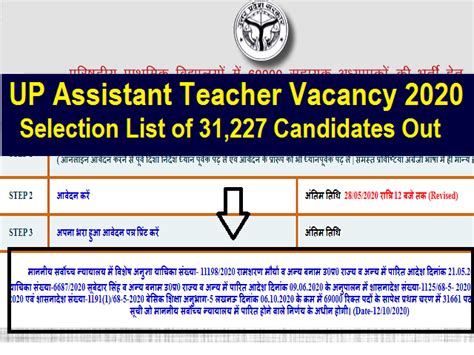 Up Teacher Recruitment 2020 Selection List Out 31277 Candidates To