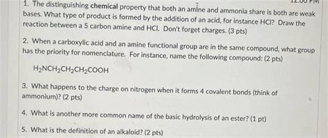 Solved 1 The Distinguishing Chemical Property That Both An