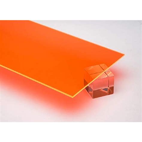 1 8 0 118 Orange Neon Fluorescent Acrylic Plexiglass Sheet 12x12 Cast 3mm Thick Nominal
