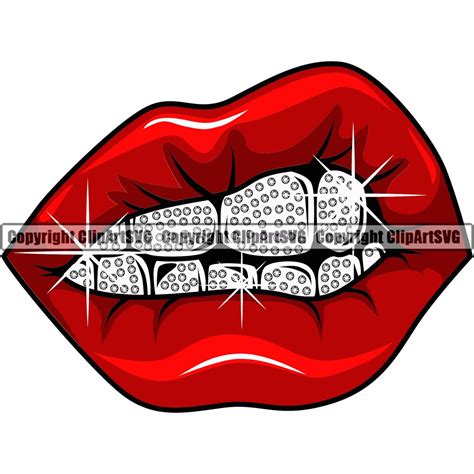Sexy Lips Diamond Teeth Bling Shining Mouth Grill Gangster Rap Hip Hop