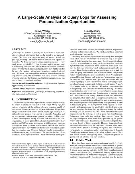 Pdf A Large Scale Analysis Of Query Logs For Assessing Personalization Opportunities