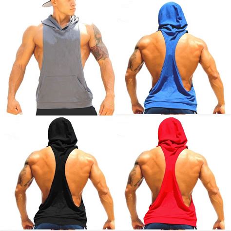 2017 Men Vest Hoodies Cottone Stringer Blank Bodybuilding Hoodies