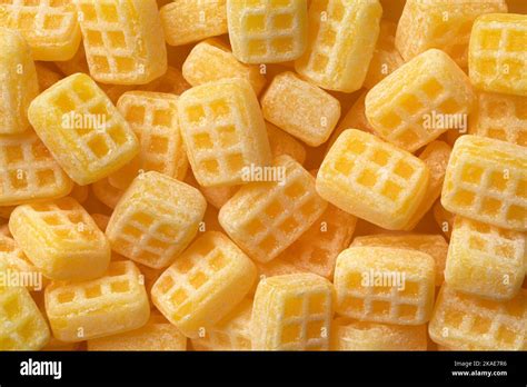 Dutch Yellow Butter Waffle Candy Close Up Full Frame As Background