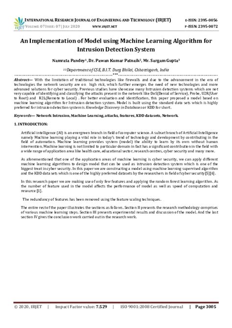 Pdf Irjet An Implementation Of Model Using Machine Learning