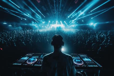 Premium Ai Image Dj On Stage With Crowd
