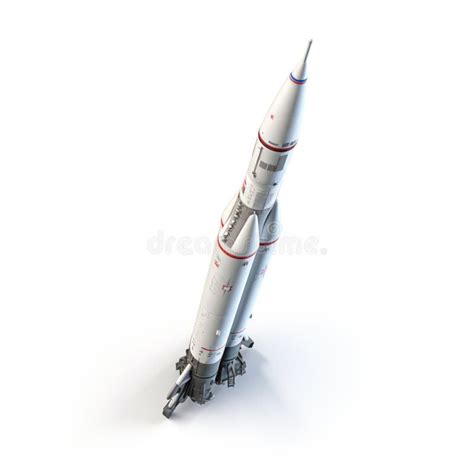 Minimalist Design Rocket Ship Ready For Launch Isolated On White