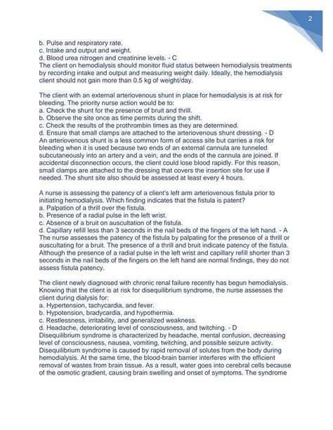Solution Renal Disorders Dialysis Peritoneal Dialysis Nclex