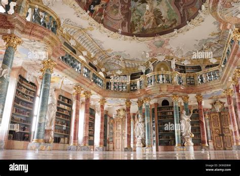 A Rococo And Baroque Decorations Of The Library In Wiblingen Abbey