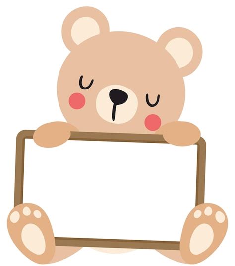 Un Osito De Peluche Adorable Con Un Cartel En Blanco Vector Premium