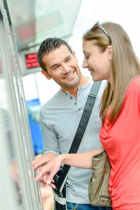 Couple At Ticket Machine Stock Image Image Of Transport