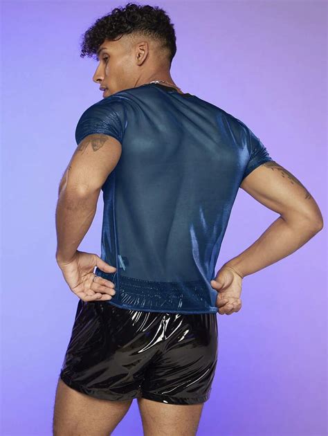 Fevercity Men Solid Sheer Mesh Tee Shein Uk