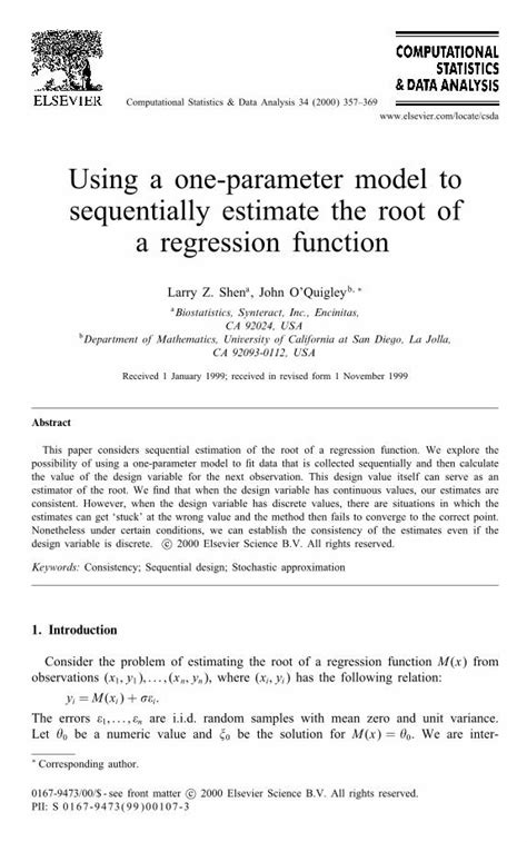 Pdf Using A One Parameter Model To Sequentially Estimate The Root Of