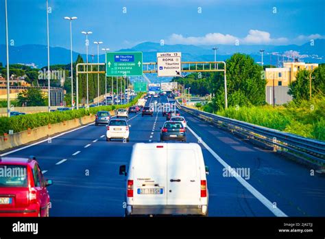 View Of Autostrada A1 Or Autostrada Del Sole Near Rome City It S