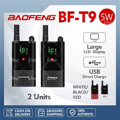 Baofeng BF-T9 Mini Walkie Talkie Set of 2 5W 16CH Ultra thin Two way ...