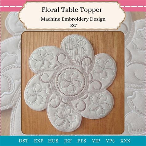 Floral Table Topper Machine Embroidery Design Embweekly