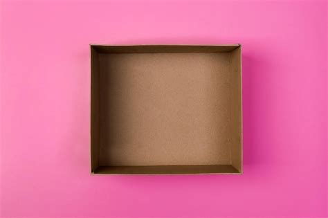 Premium Photo Empty Cardboard Paper Box On Pink Background Delivery
