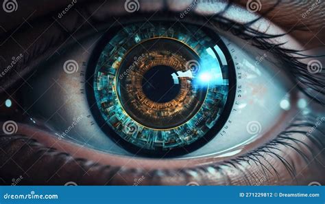 Human Eye With Binary Code In Pupil Generative AI Stock Illustration