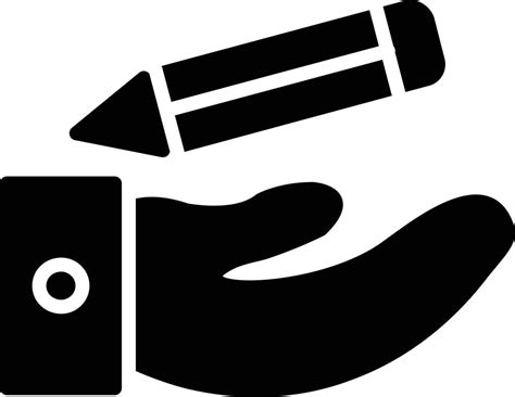 Hand Pencil Glyph Icon Vector Art At Vecteezy