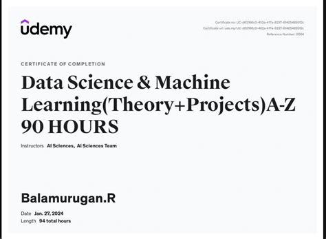 Completed Udemy Course On Data Science And Machine Learning
