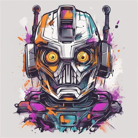 Premium Ai Image Print Ready Trendy Scary Robot Concept Tshirt Design