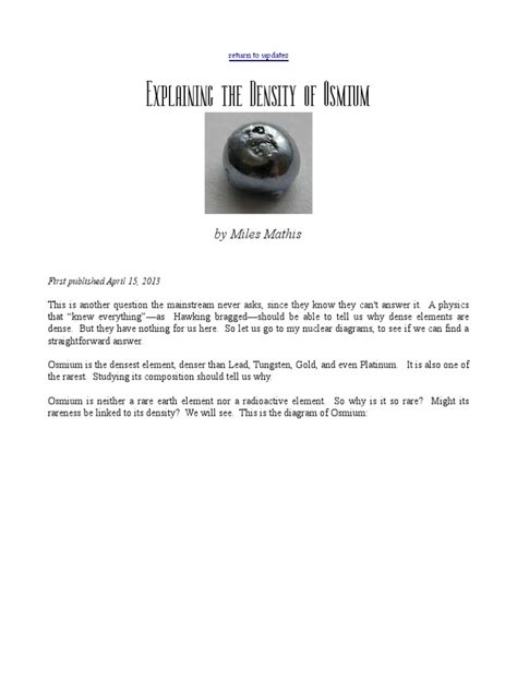 Explaining The Density Of Osmium Pdf Atomic Nucleus Chemical Elements