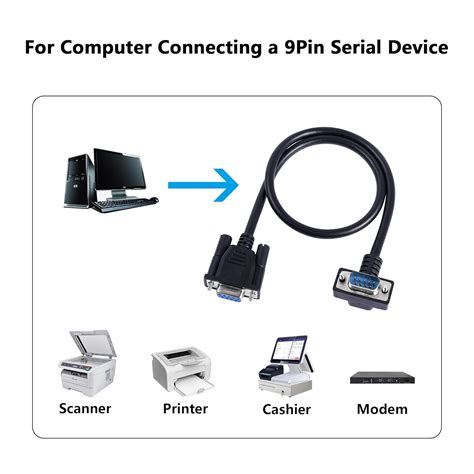Riieyoca 90 Degree Db9 Rs232 Serial Cable Up Angled Db9 Male To Female