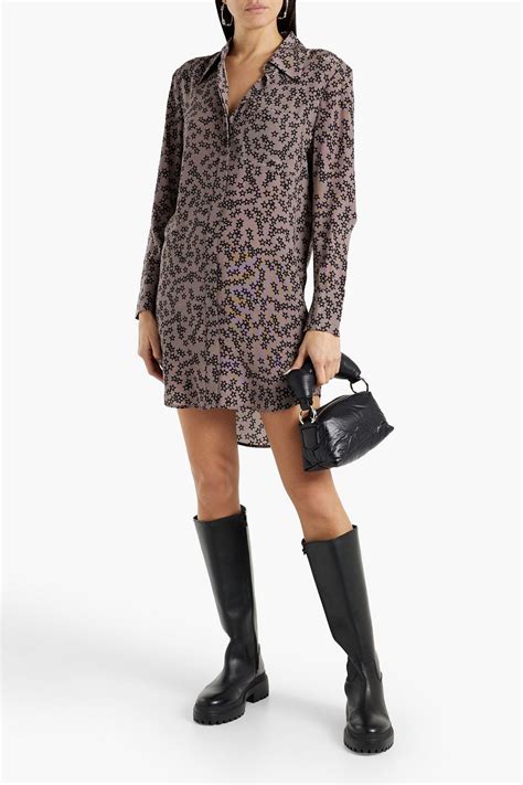 Equipment 프린트 실크 크레이프 미니 셔츠 드레스 최대 70 세일 The Outnet