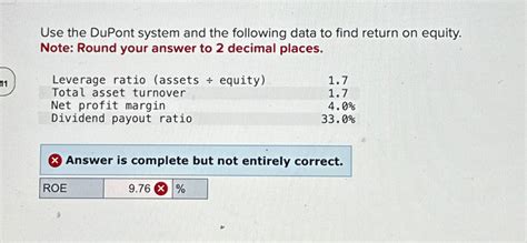 Solved Use The Dupont System And The Following Data To Find